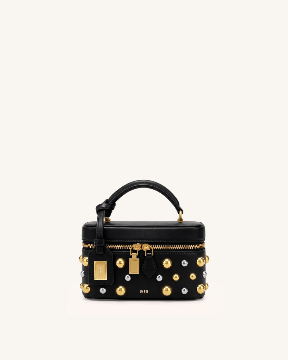 Cleo Studded Box Shape Top Handle Bag - Black – JW PEI UK