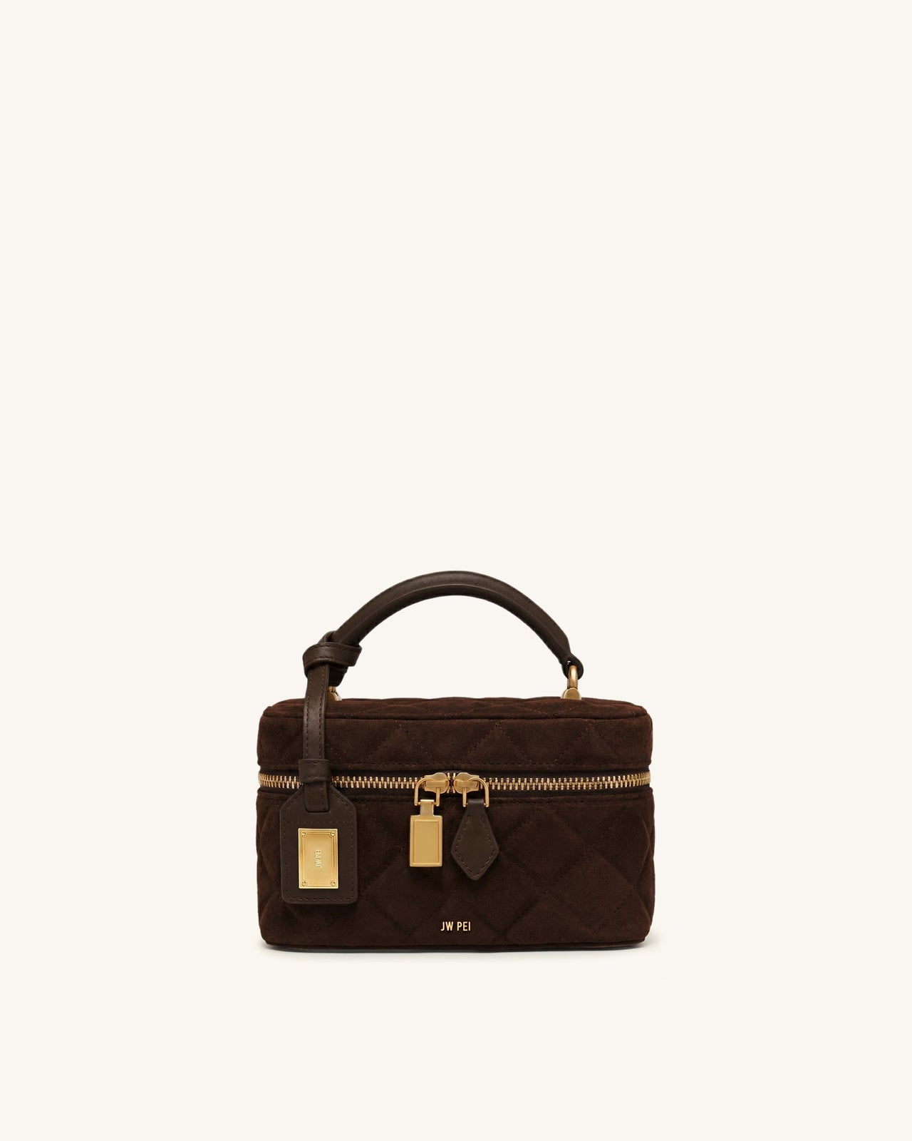Cleo Faux Suede Box Shape Top Handle Bag - Dark Chocolate Brown – JW PEI UK