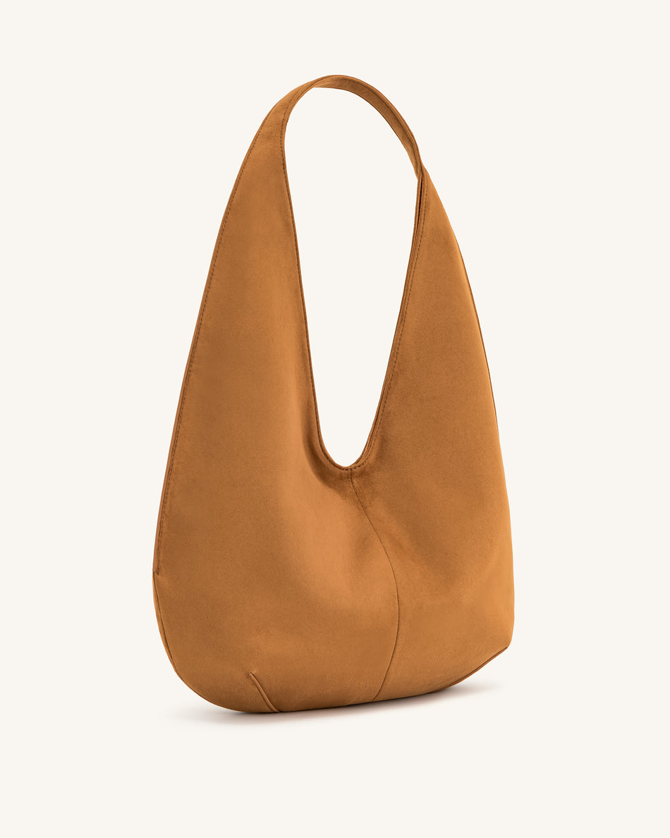 Dara Faux Suede Hobo Bag -Yellowish Brown - JW PEI UK