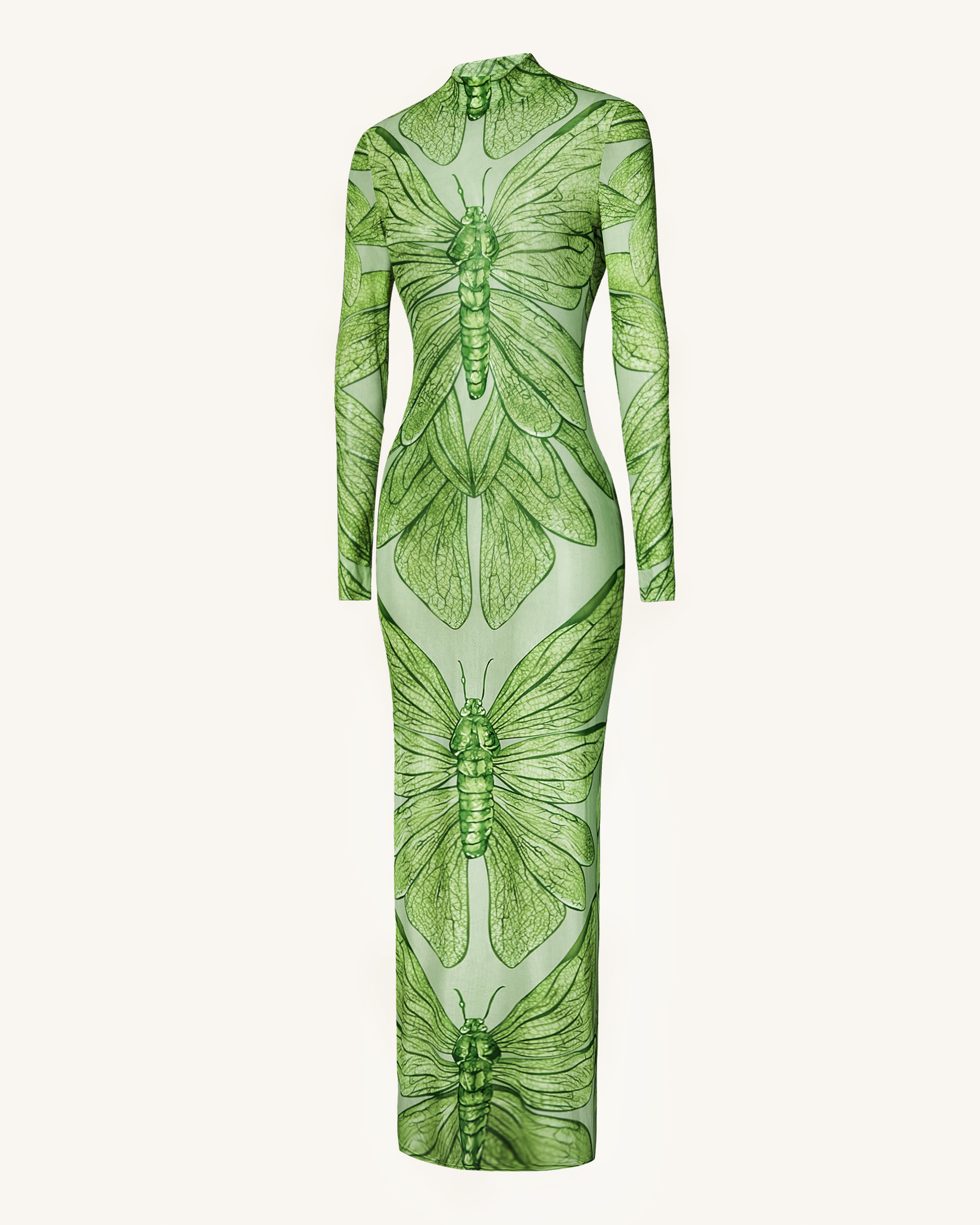 Emerald Dragonfly Sheer Mesh Gown - Green - JW PEI UK